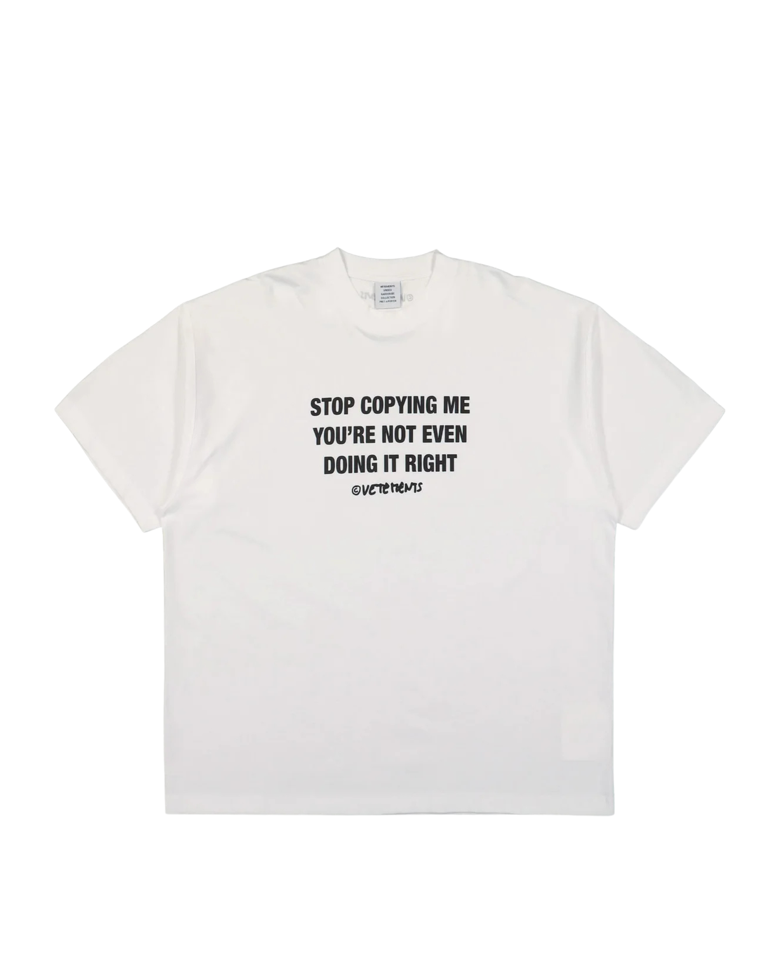 Vetements Stop Copying Me T-Shirt - "White" – TIMEFRAME SUPPLY